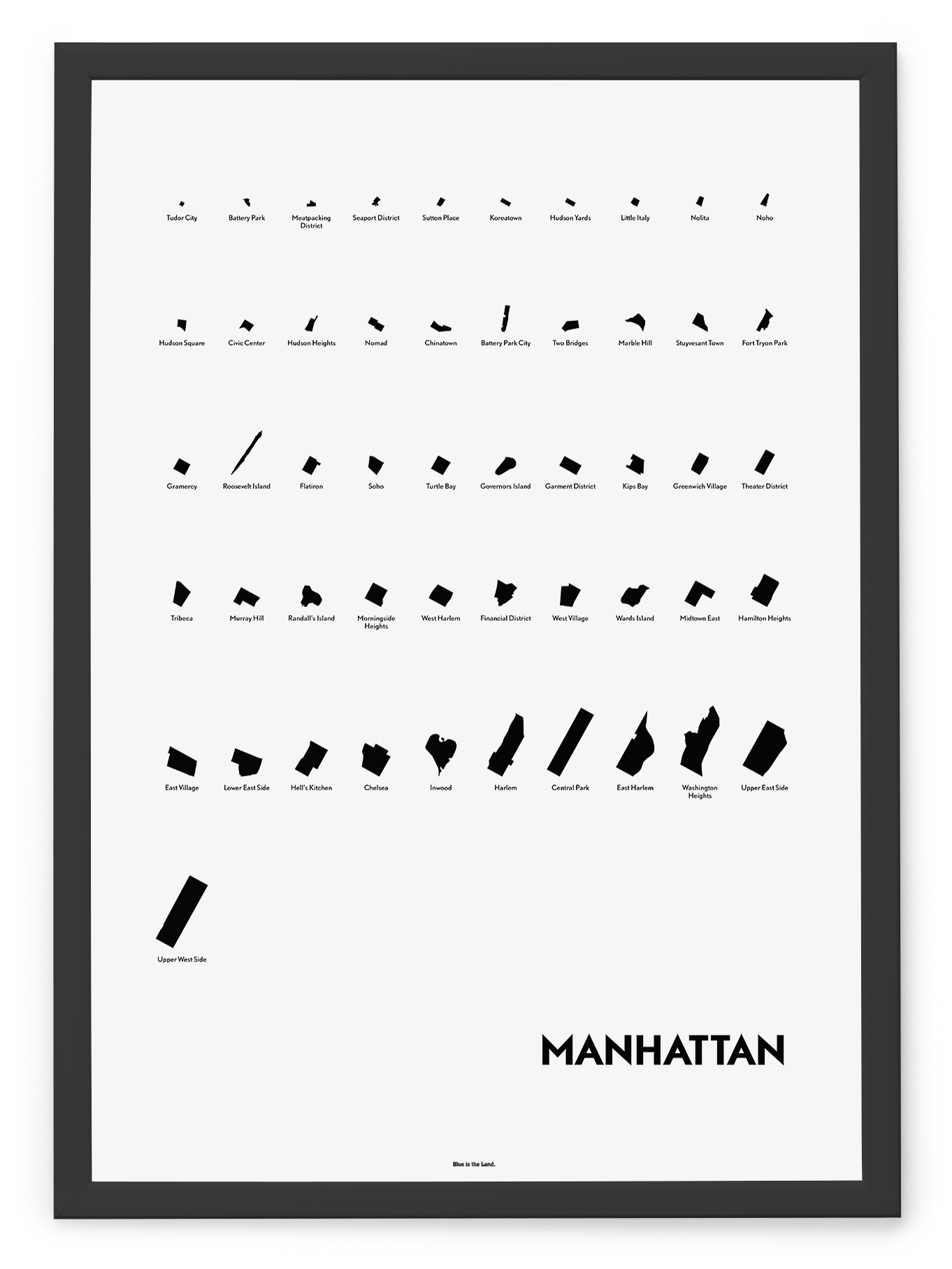 ‘Neighborhoods of Manhattan’ Eye Chart Print | Blue is the Land